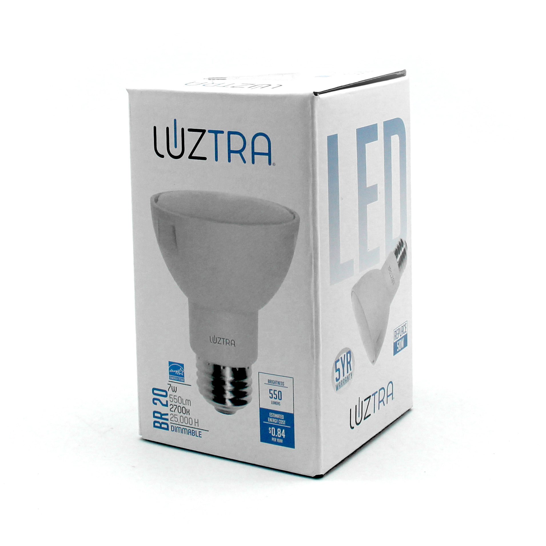 Foco LED 7w BR20 Blanco E26 27K Atn 100° - Luztra