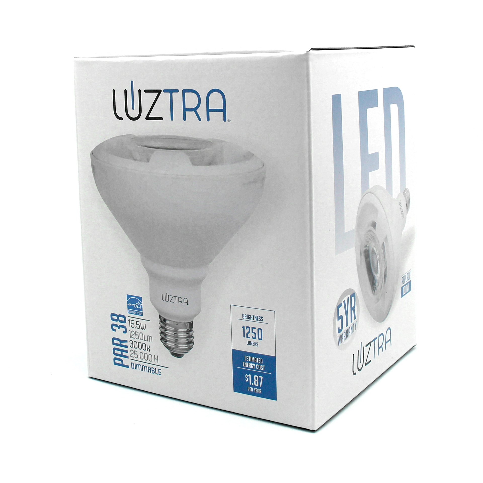 15.5w PAR38 White E26 50K Dim 40° LED Bulb - Luztra