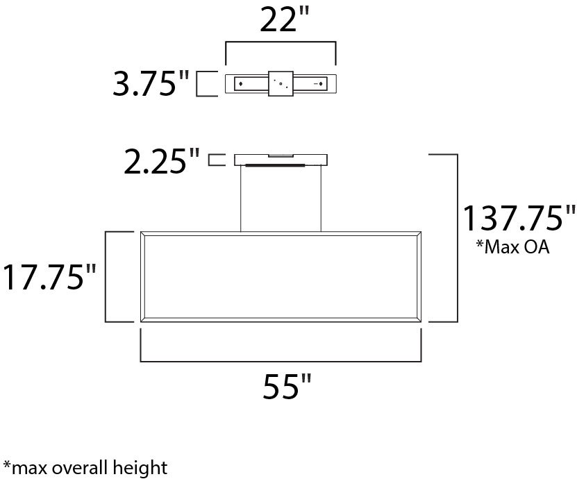 51W Rhombus LED Pendant BZ Acrylic PCB LED (OA HT 20.25"-137.75") (CAN ...