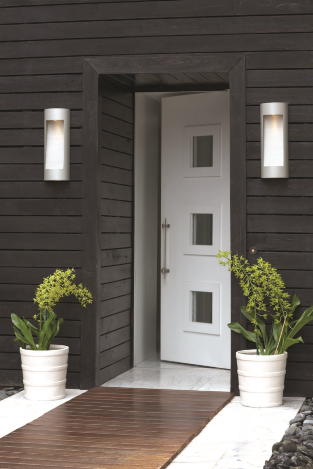 7.5w Outdoor Luna LED Etched Glass Lens Titanium Large Wall Mount - Luztra