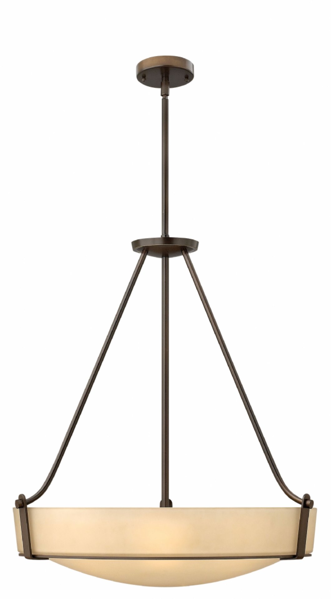 100w Foyer Hathaway MED Etched Amber Olde Bronze Stem Hung Foyer - Luztra