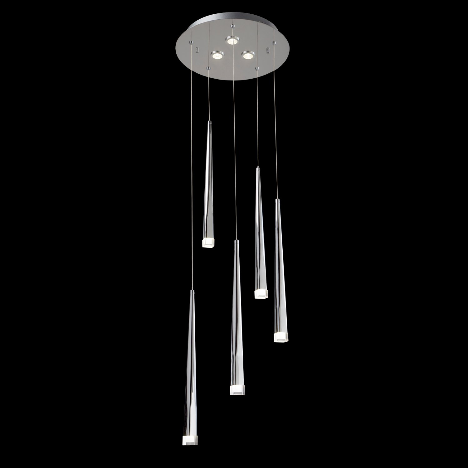 739lm Antonia Etched Acrylic Chrome Integrated LED 5 Light Pendant ...