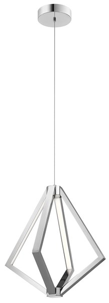 Etched Acrylic Diffuser Chrome Integrated LED Pendant - Luztra