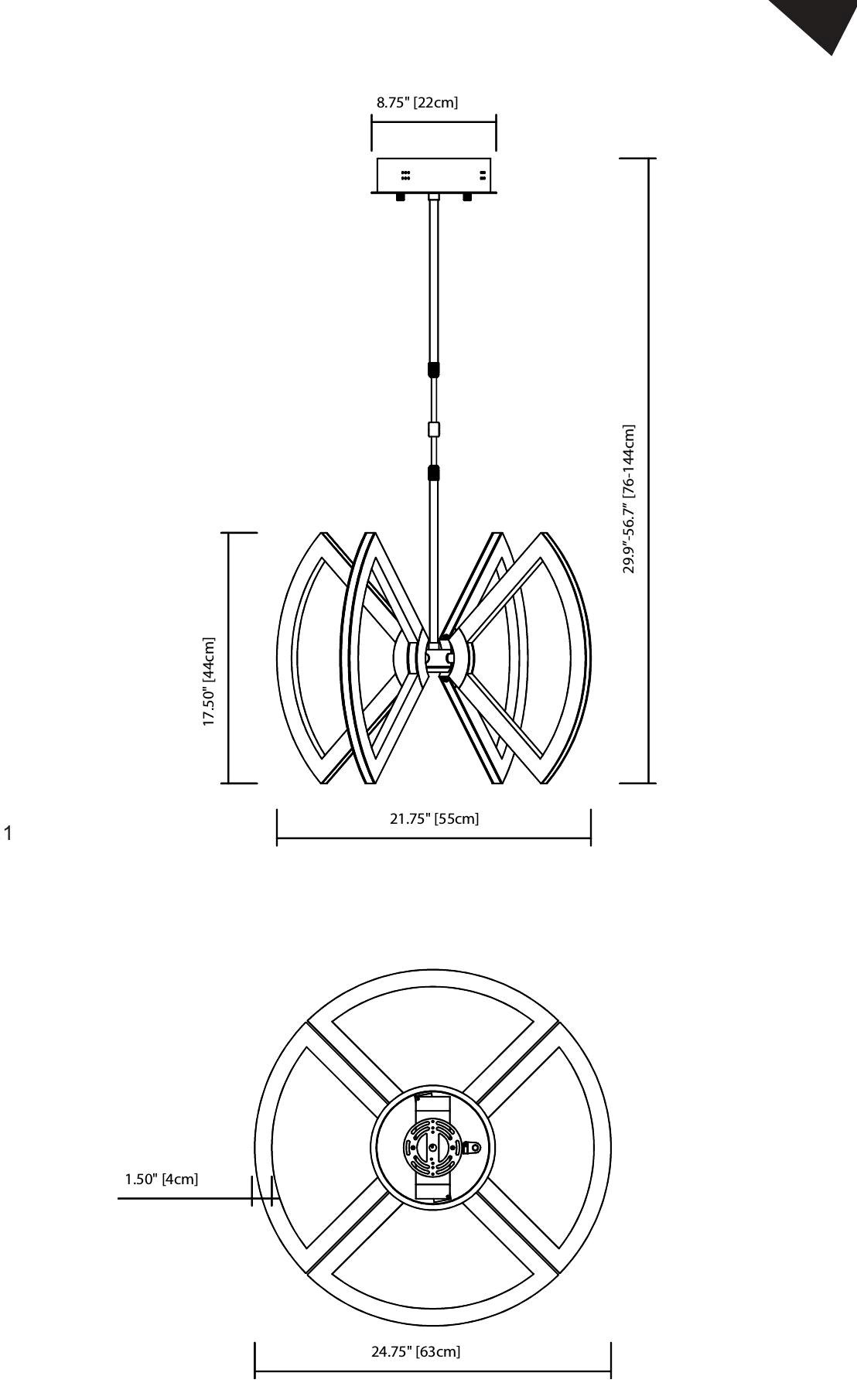 1822lm Cykel Frosted Acrylic Chrome Integrated LED 4 Light Pendant - Luztra