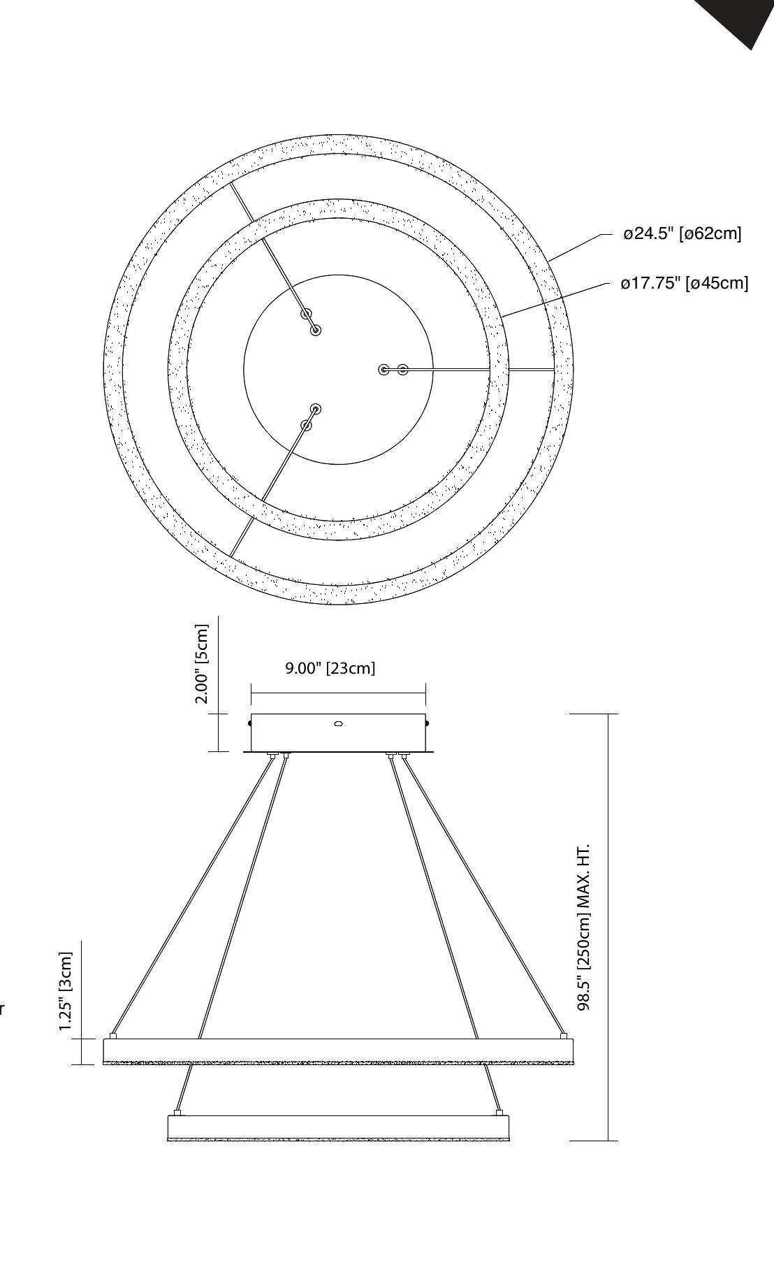 Etched Acrylic Chrome Integrated LED 2-Ring Pendant - Luztra