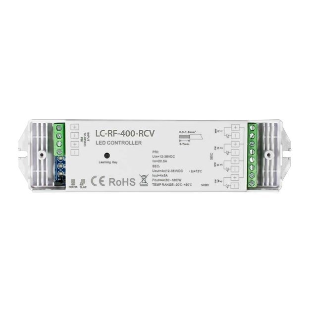 384w 4-Channel (96w, 5A ea) LED Radio Frequency Receiver - Luztra